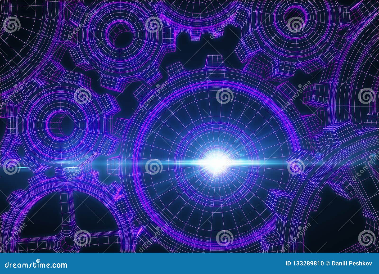 Glowing Purple Cogs Background Stock Illustration - Illustration of ...