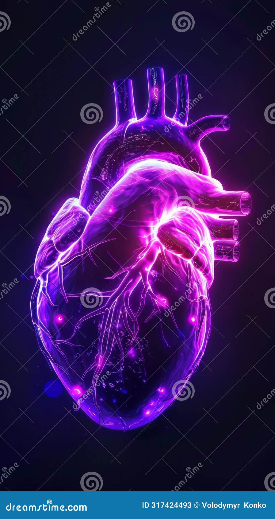 Glowing Purple Neon Heart Illustration Stock Image - Image of detail ...