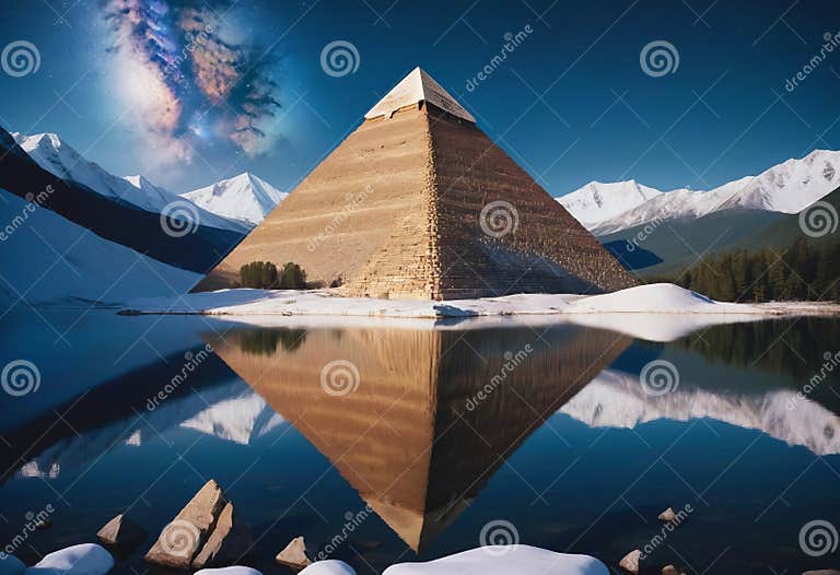 Glowing Purple Structure in Snowy Mountain Setting Stock Illustration ...