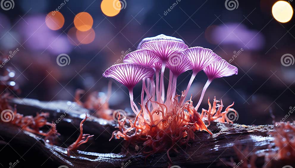 Glowing Purple Toadstool, a Poisonous Beauty in Uncultivated Forest ...