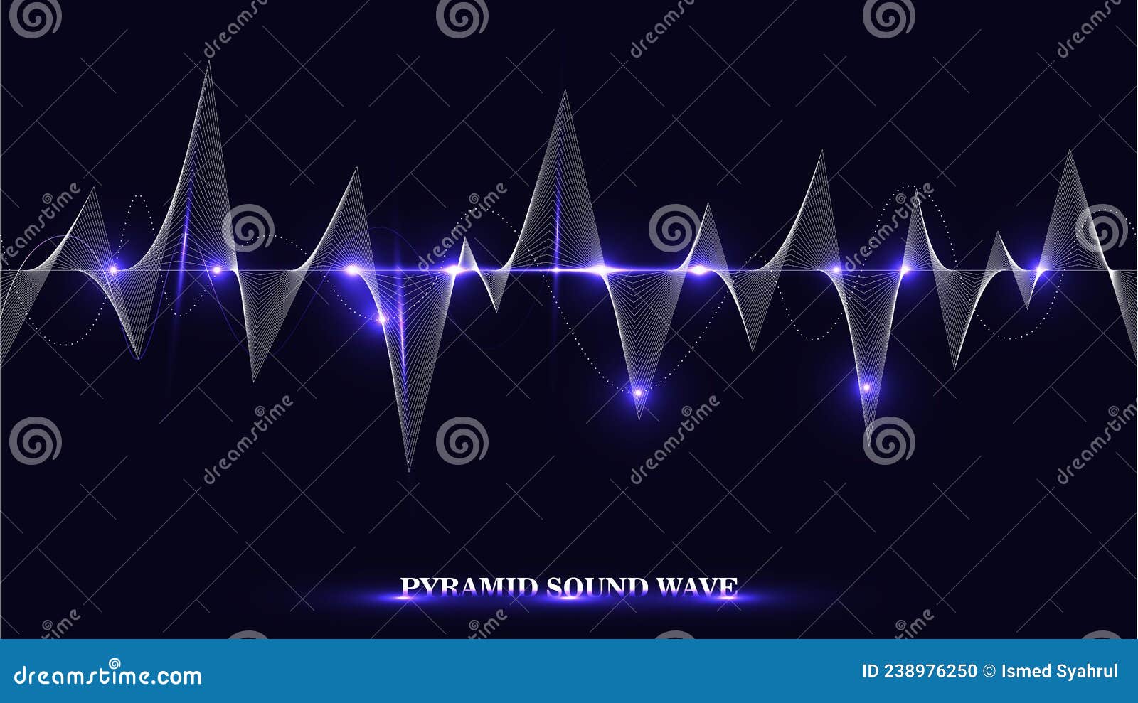 Glowing Pyramid Sound Wave with Dotted Frequency Lines and Neon Effects ...