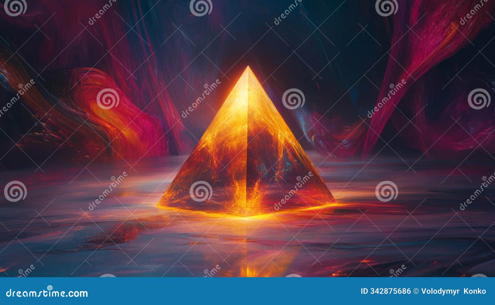 Glowing Pyramid in a Surreal Environment, Abstract Art Concept Stock ...