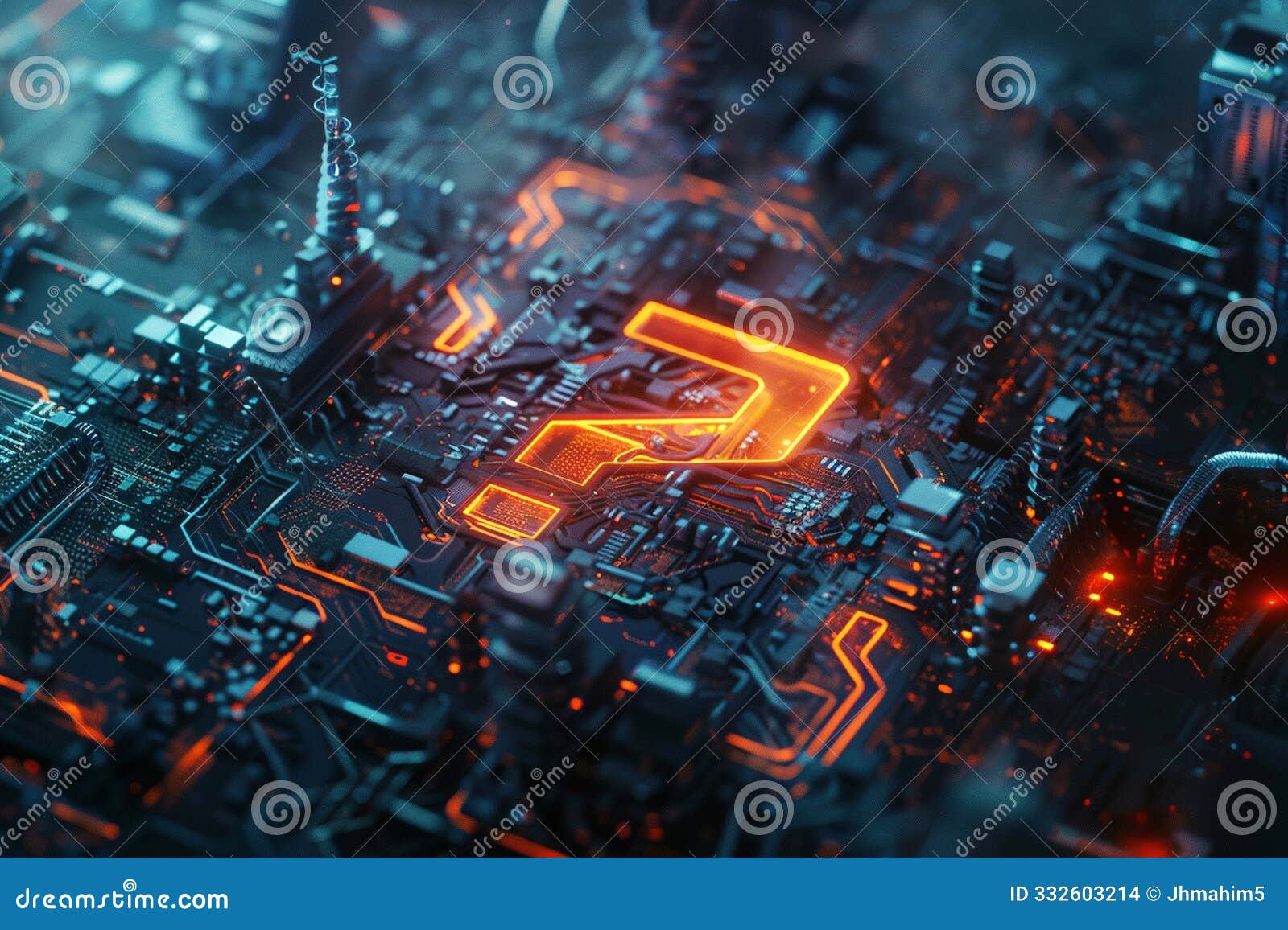 Question Mark on Circuit Board Stock Illustration - Illustration of ...