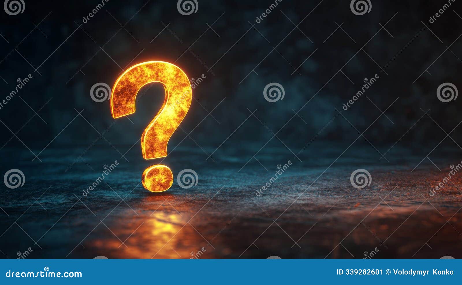 Glowing Question Mark on Dark Textured Surface Stock Illustration ...