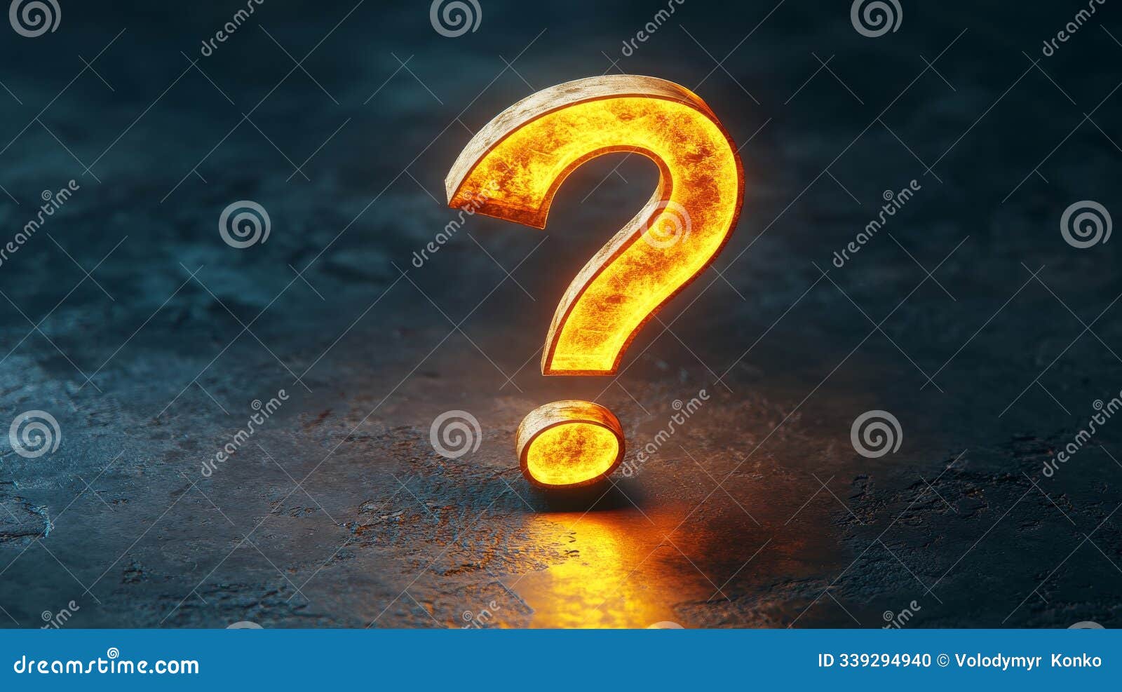 Glowing Question Mark on Dark Textured Surface Stock Illustration ...