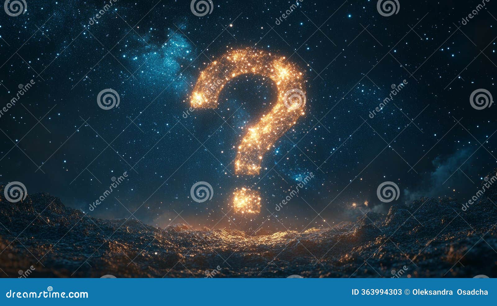 Glowing Question Mark In Mystical Fog And Smoke Ambiance. Royalty-Free ...