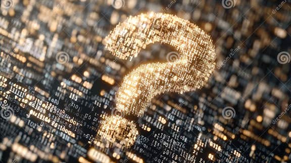 Glowing Question Mark Symbolizing Inquiry and Digital Information Stock ...