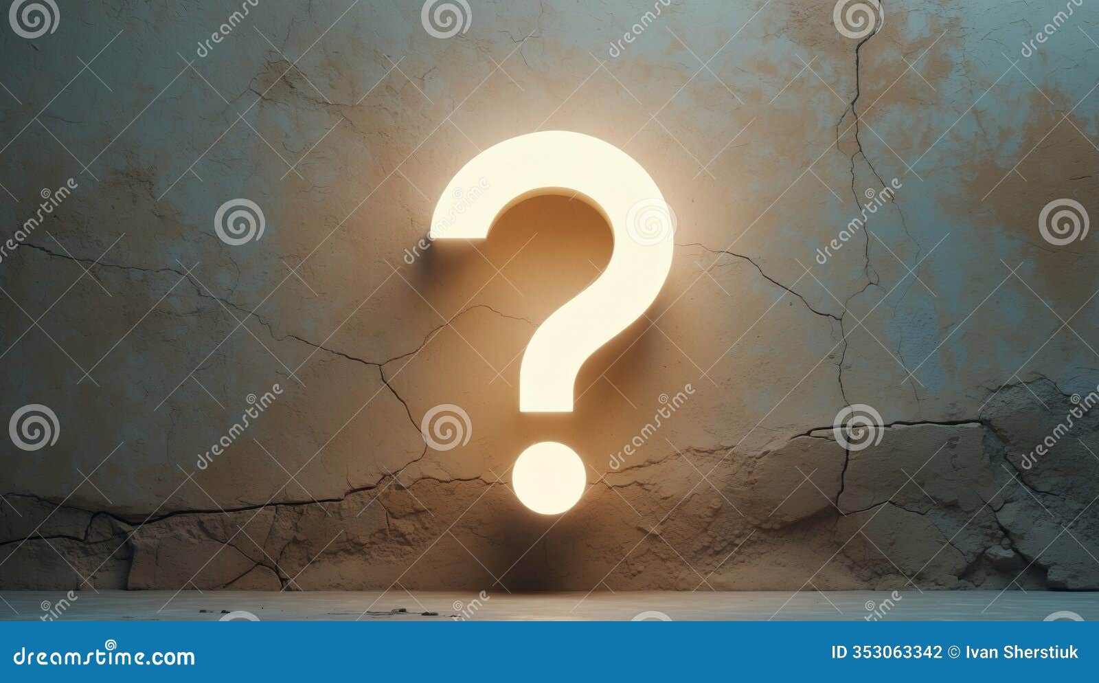 Glowing Question Mark on a Textured Wall Stock Photo - Image of ...