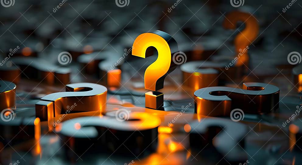 Glowing Question Marks in Abstract Setting Curiosity Inquiry Unknown ...