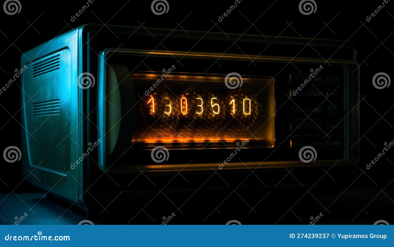 Glowing Radio Knob on Old Fashioned Control Panel Generated by AI Stock ...