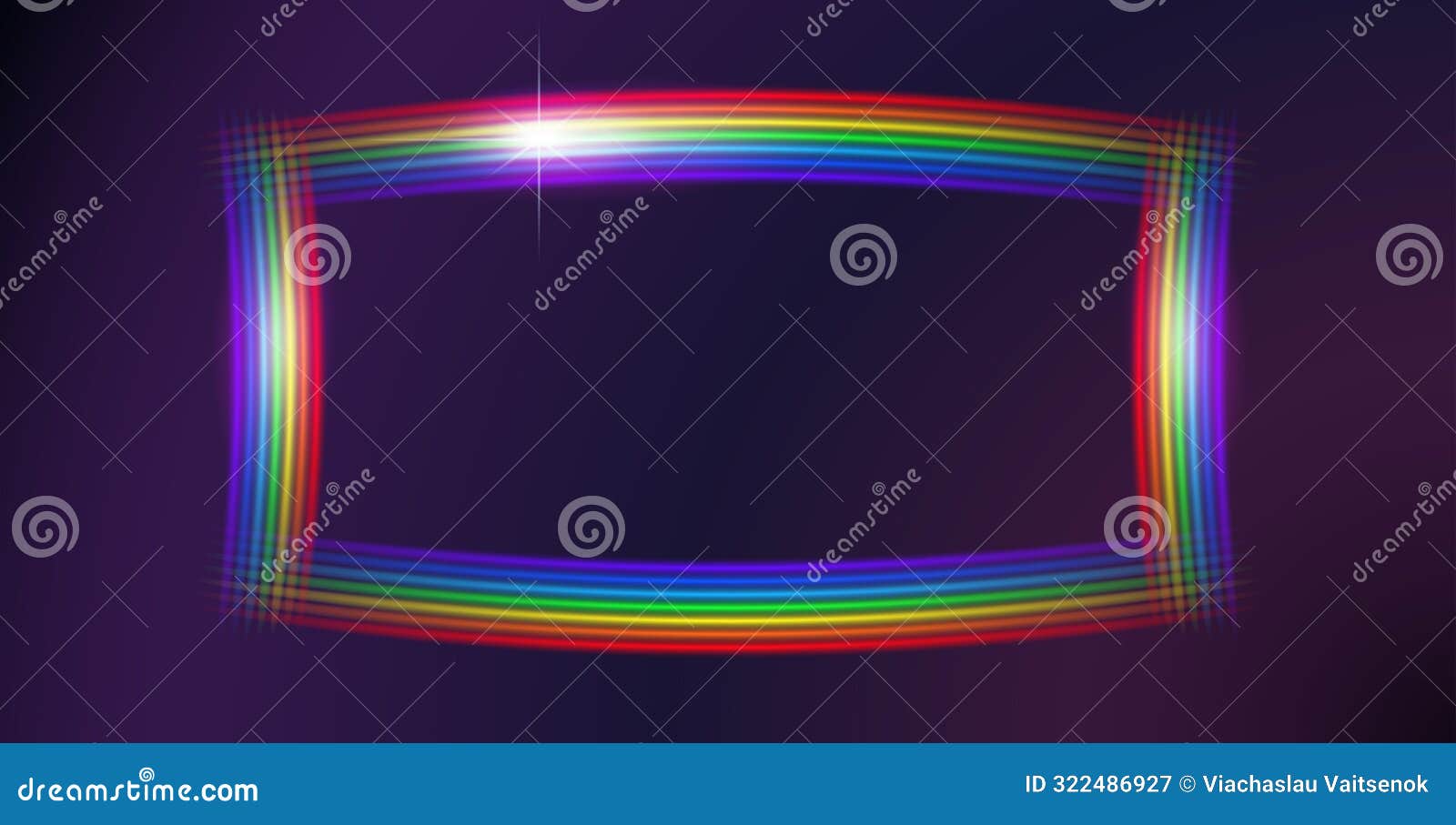Glowing Rainbow Color Rectangle Frame Stock Illustration - Illustration ...