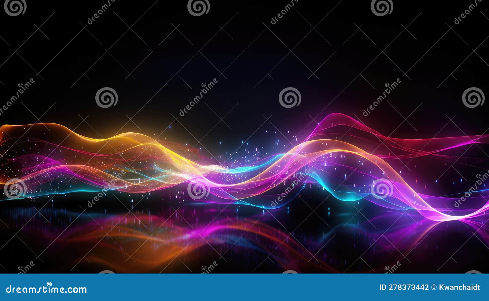 Glowing Rainbow Light on Black Background , Generative AI Stock ...