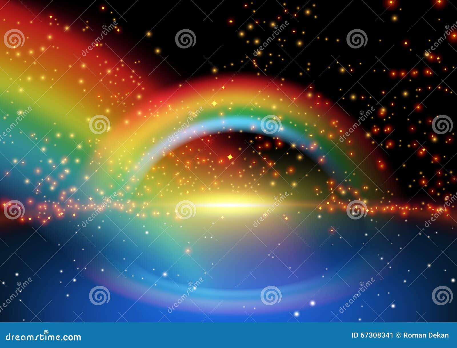 Glowing Rainbow and Starry Background Stock Vector - Illustration of ...