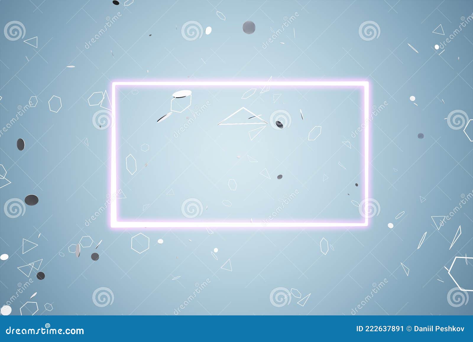 Glowing Rectangular Banner On Blue Background With Mock Up Place. Stock ...