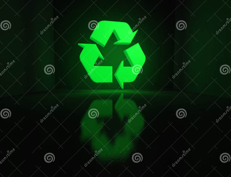 Glowing recycling symbol stock illustration. Illustration of light ...