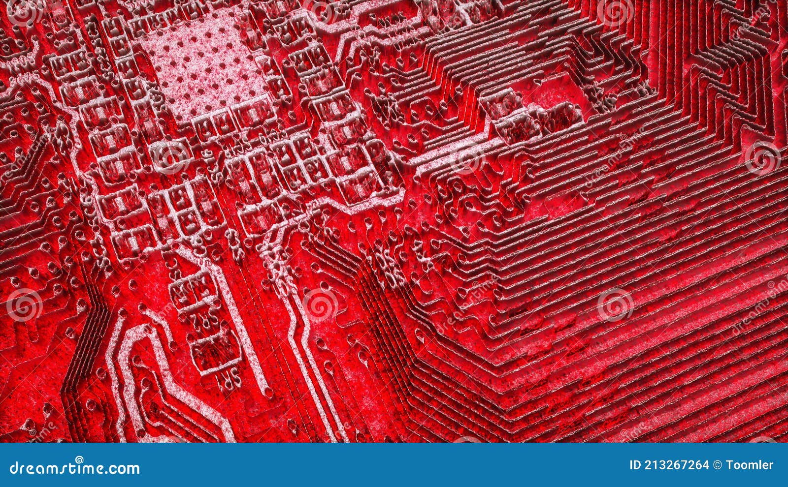 Glowing Red Abstract Background Part of Motherboard. 3d Render Stock ...