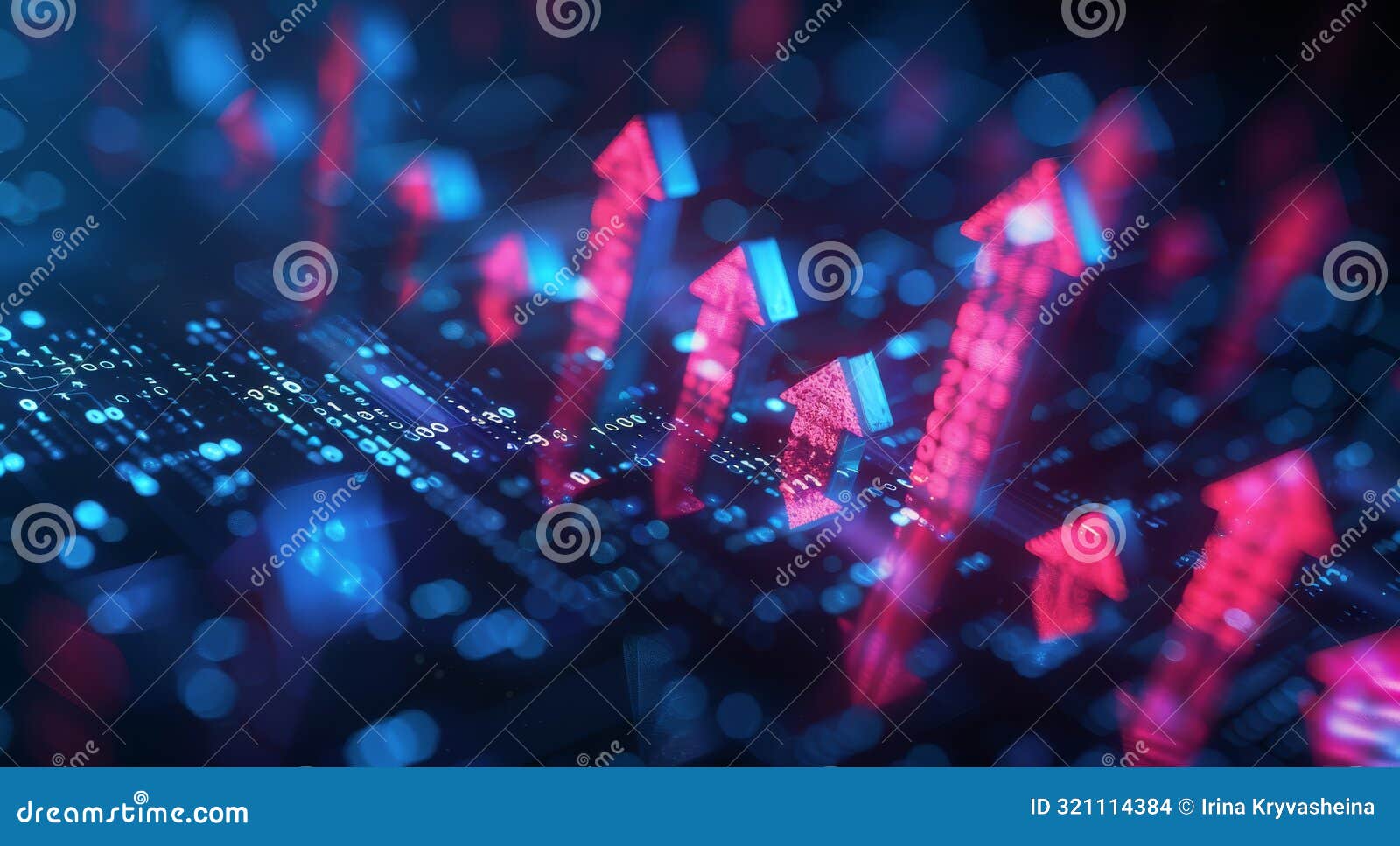 Glowing Red Arrows on Digital Circuit Board Background Stock Photo ...