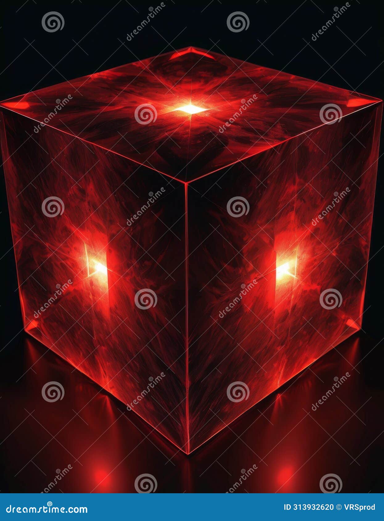 Glowing Red Crystal Cube stock illustration. Illustration of glow ...