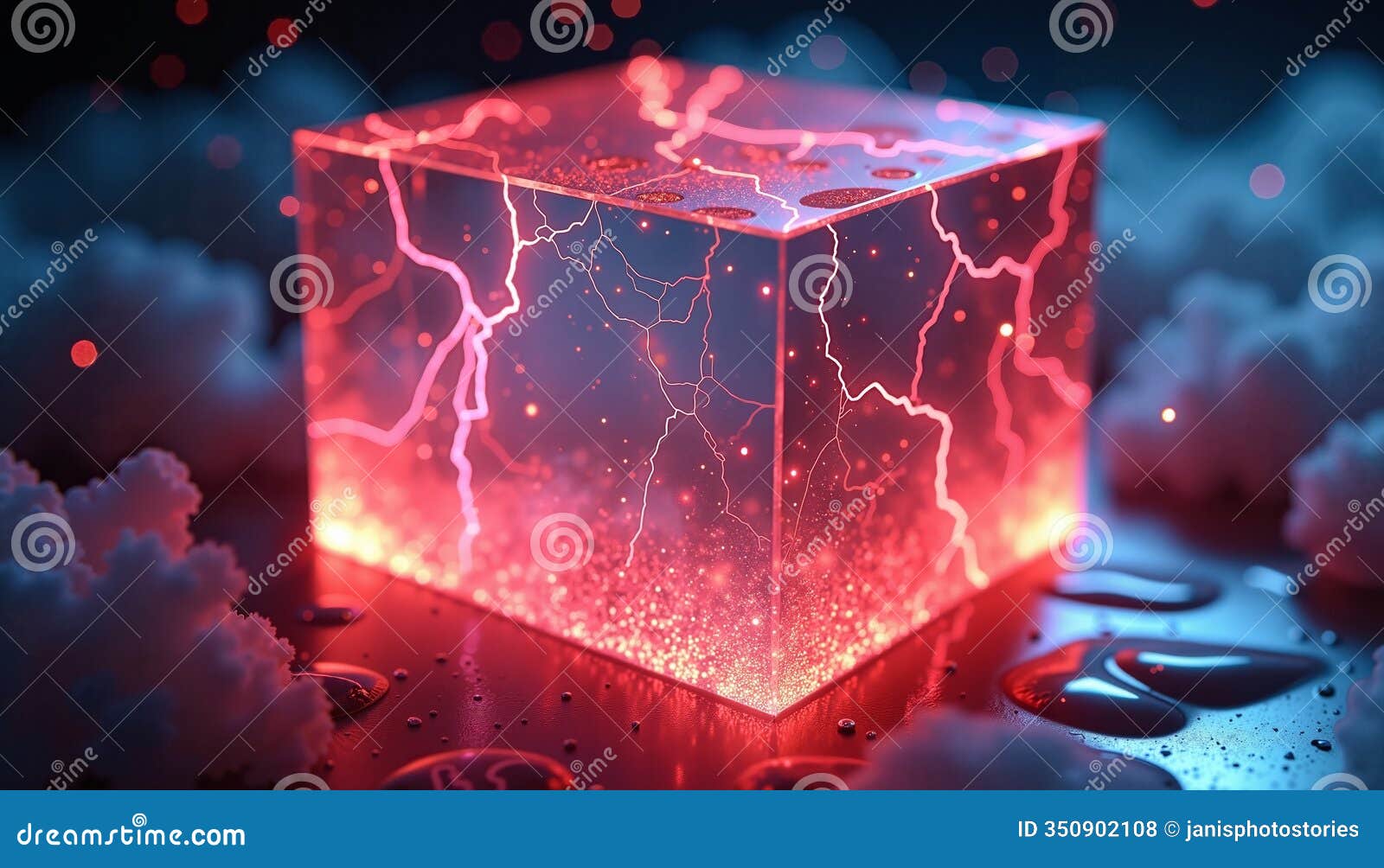 Glowing Red Cube with Electric Patterns, Futuristic Sci-fi Theme ...