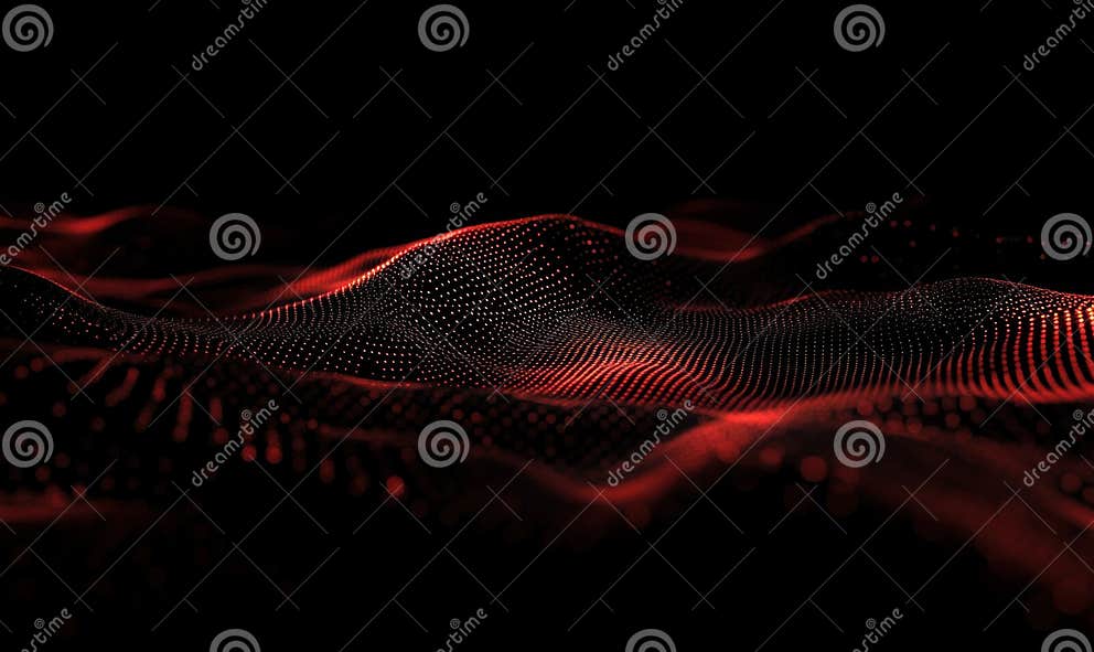 Abstract Red Waveforms on Black Digital Background Stock Image - Image ...