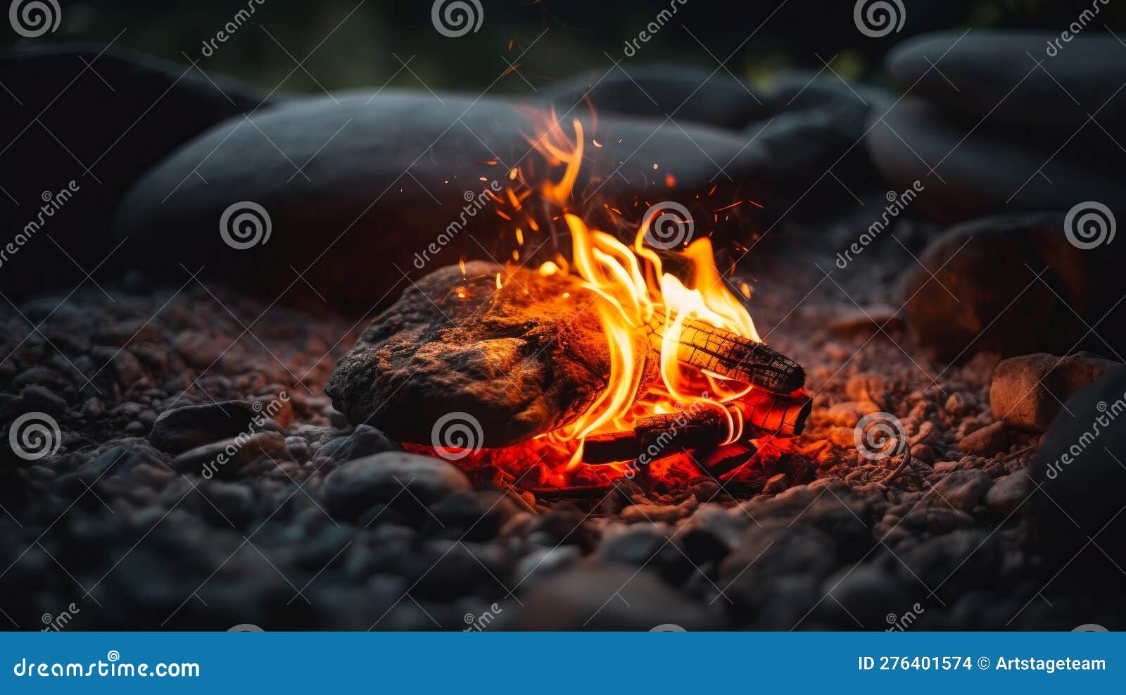 A Glowing Red Ember in a Campfire. AI Generated Stock Illustration ...