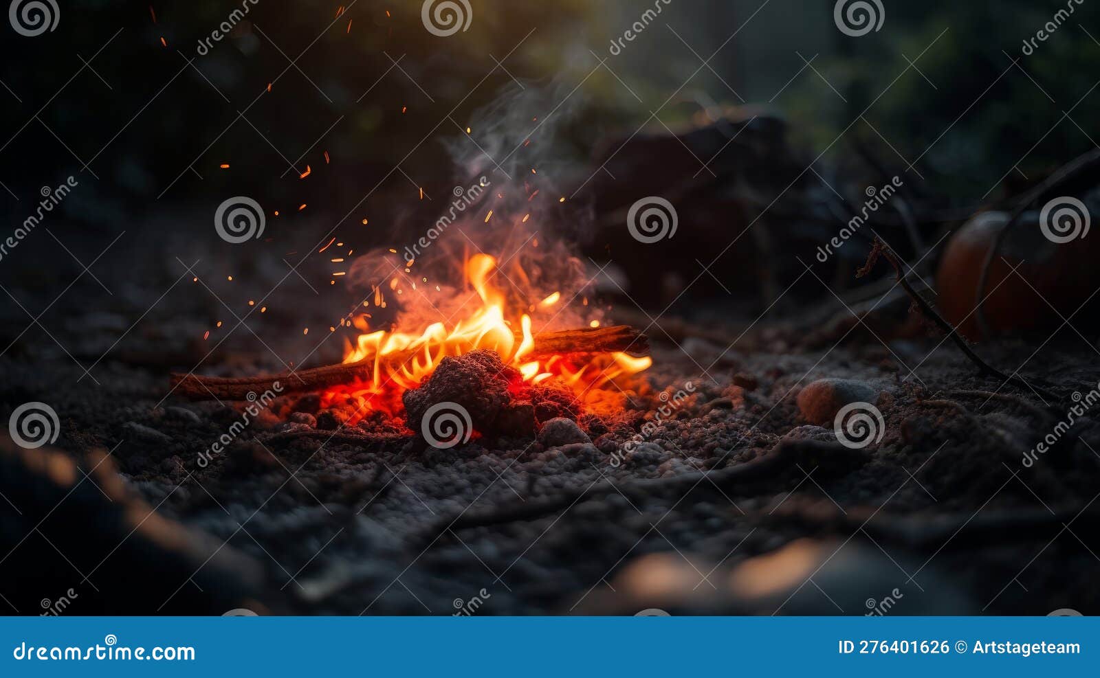 A Glowing Red Ember in a Campfire. AI Generated Stock Illustration ...