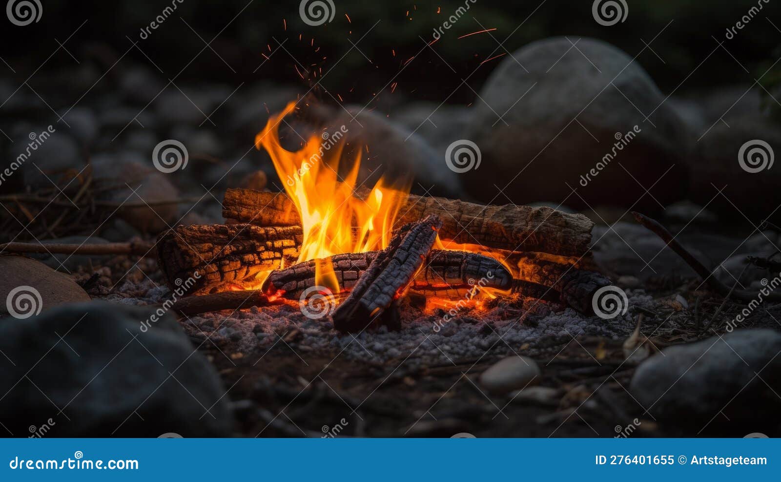 A Glowing Red Ember in a Campfire. AI Generated Stock Image - Image of ...