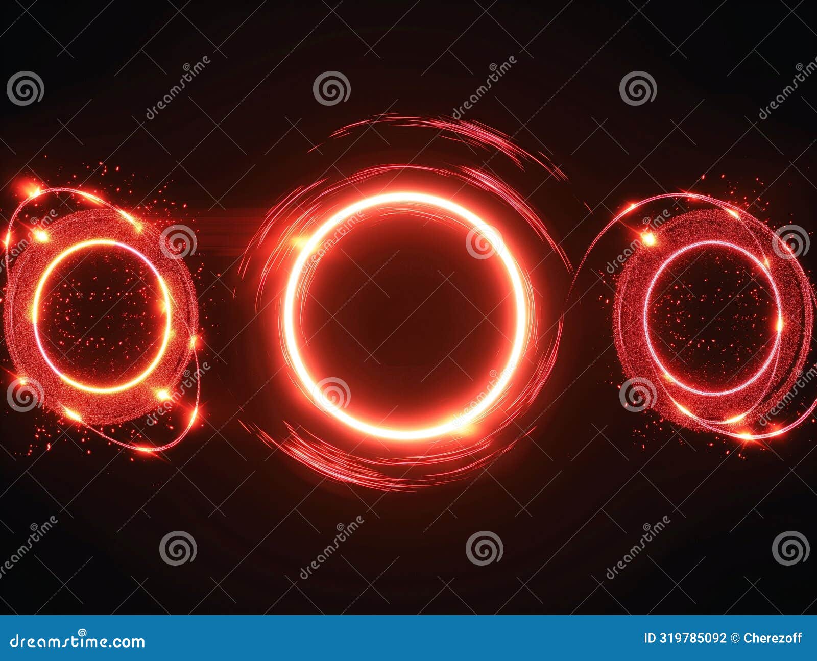 Glowing Red Energy Rings on Black Background Stock Photo - Image of ...