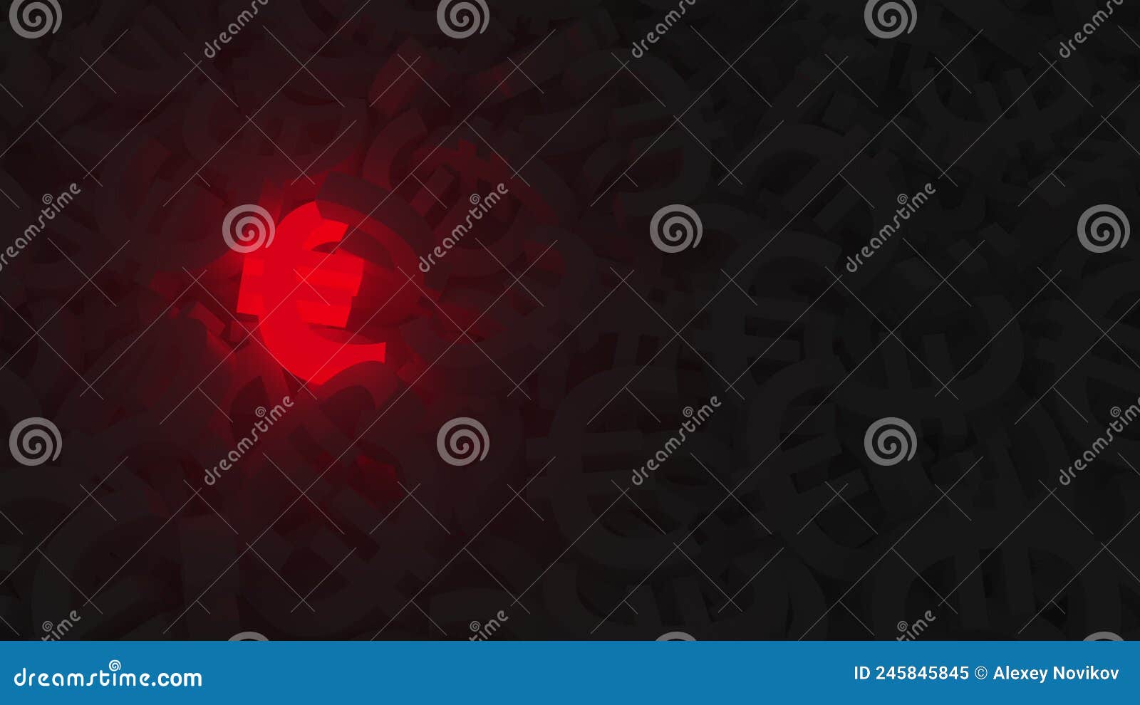 Glowing Red Euro Symbol among the Black Ones. 3D Rendering Stock ...
