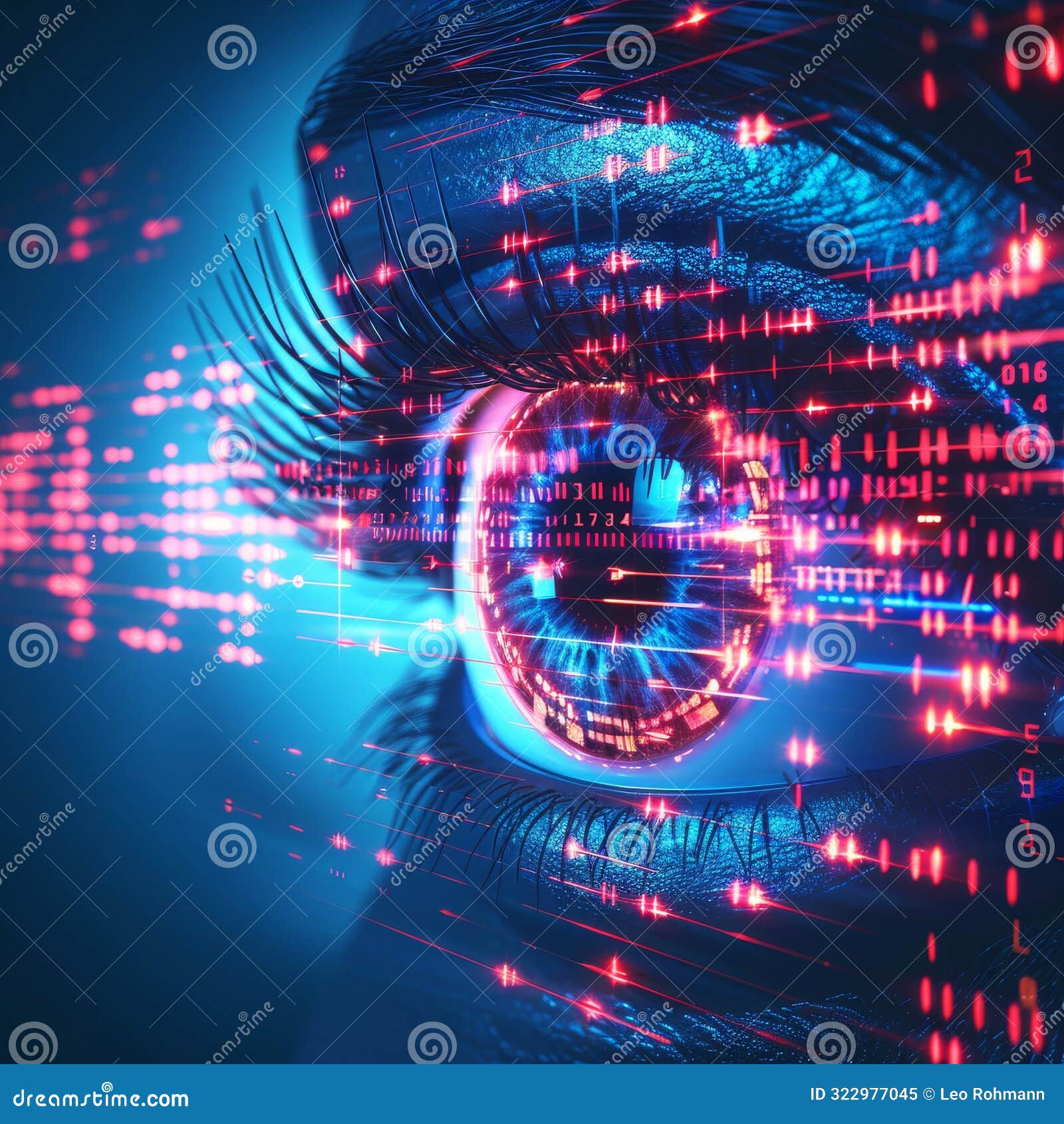 Glowing Red Eye in Digital Matrix, Conceptual Representation of Cyber ...