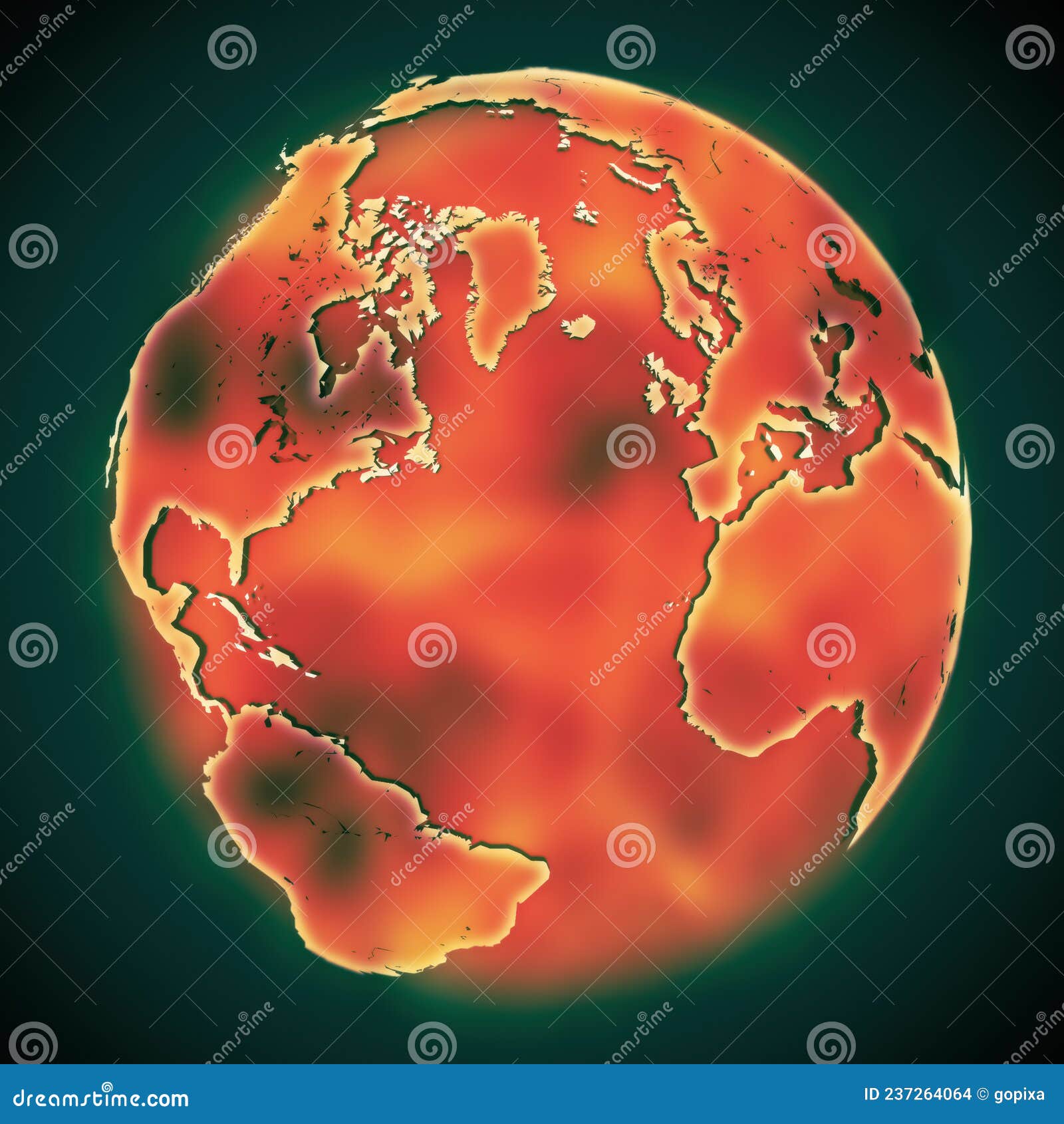 Red glowing globe stock illustration. Illustration of climate - 237264064