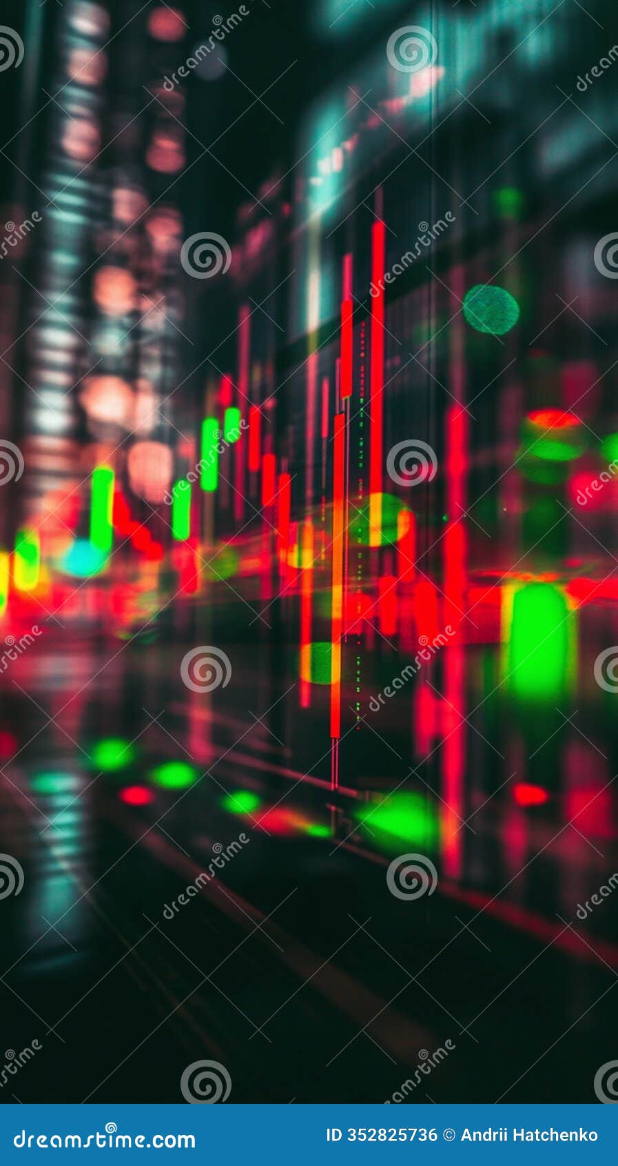 Red And Green Candlestick Chart With Marked High And Low Positions And ...