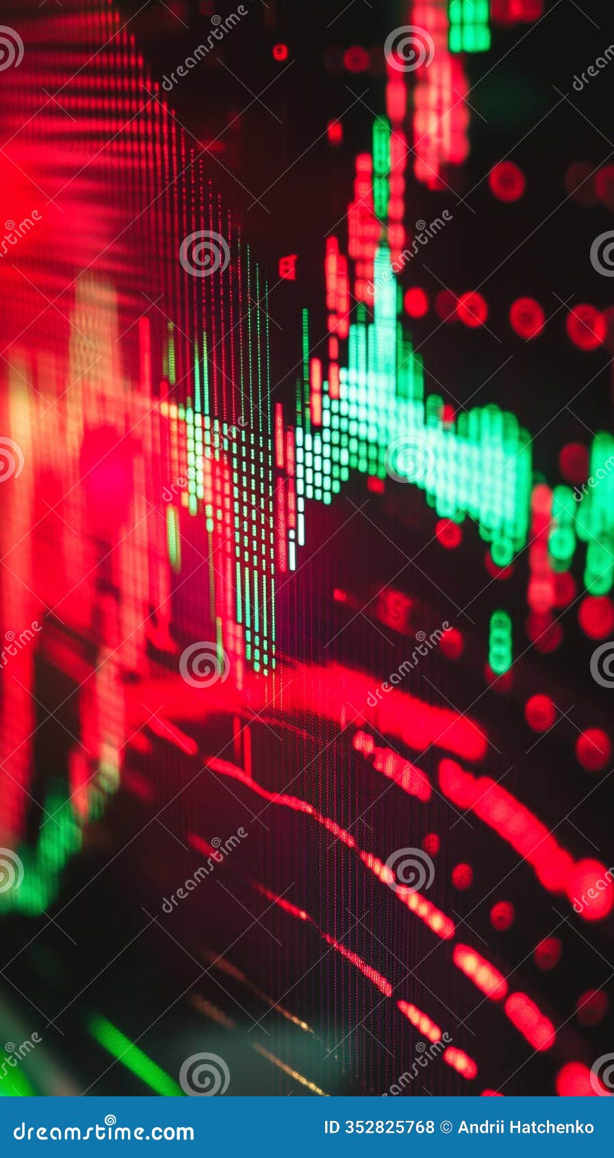 Red And Green Candlestick Chart With Marked High And Low Positions And ...