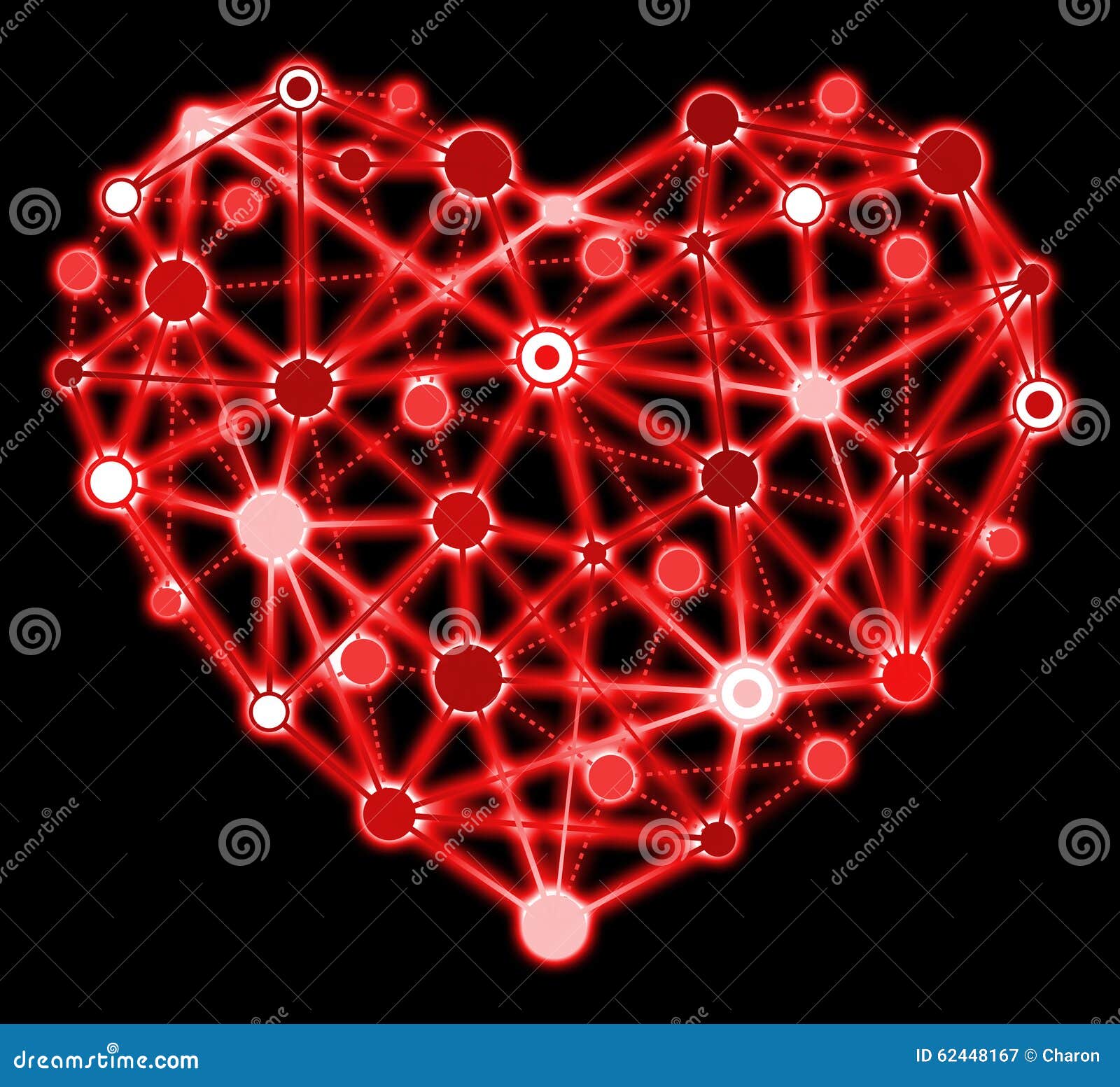 Glowing Red Heart with Connected Points Stock Illustration ...