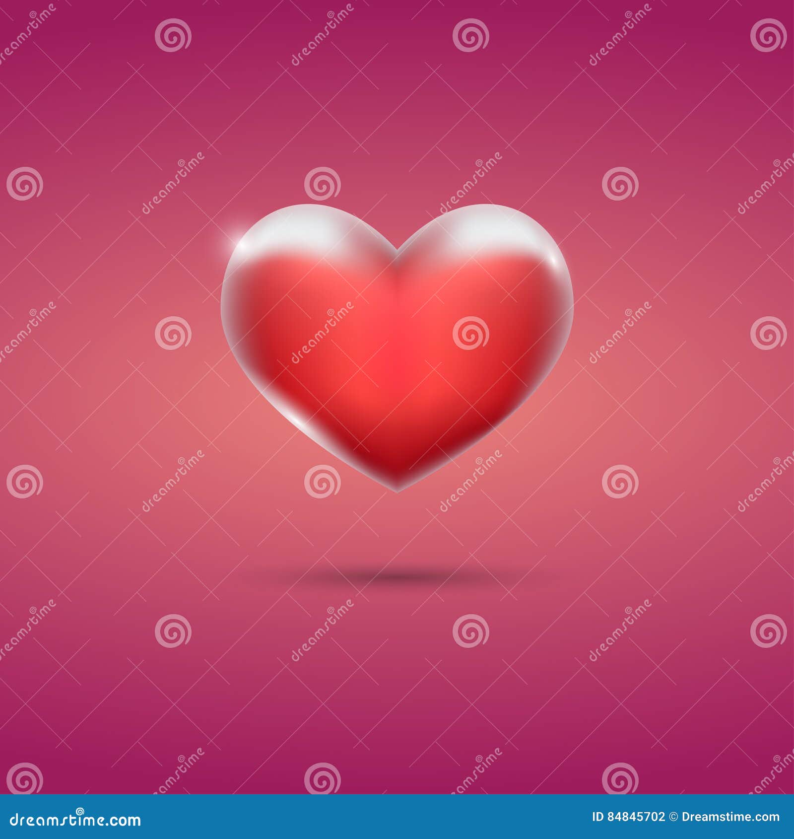 Glowing Red Heart on Pink Background Stock Vector - Illustration of ...