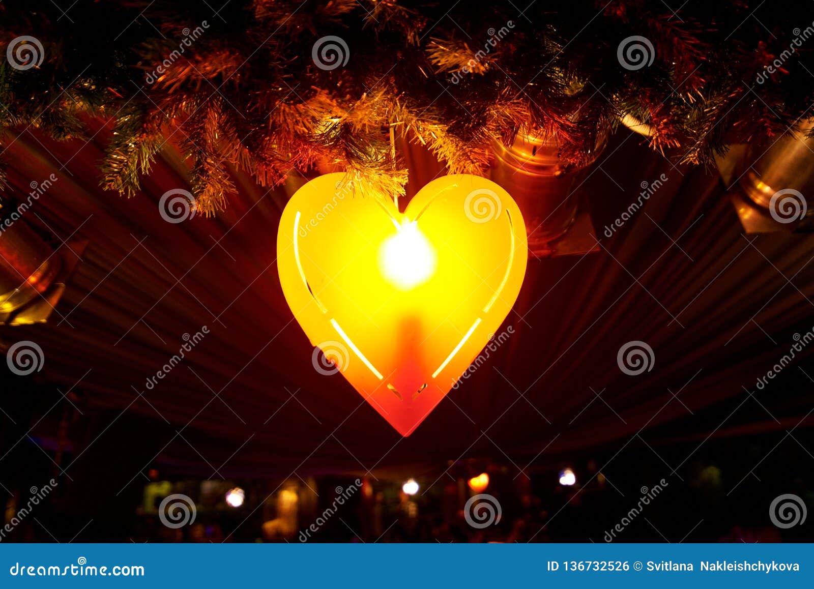 Glowing Red Heart-shaped Lamp on a Black Background Stock Photo - Image ...