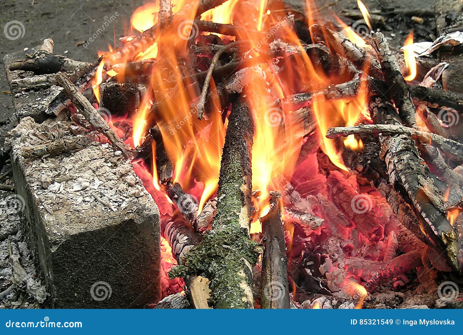 A glowing red-hot firewood stock image. Image of barbecue - 85321549