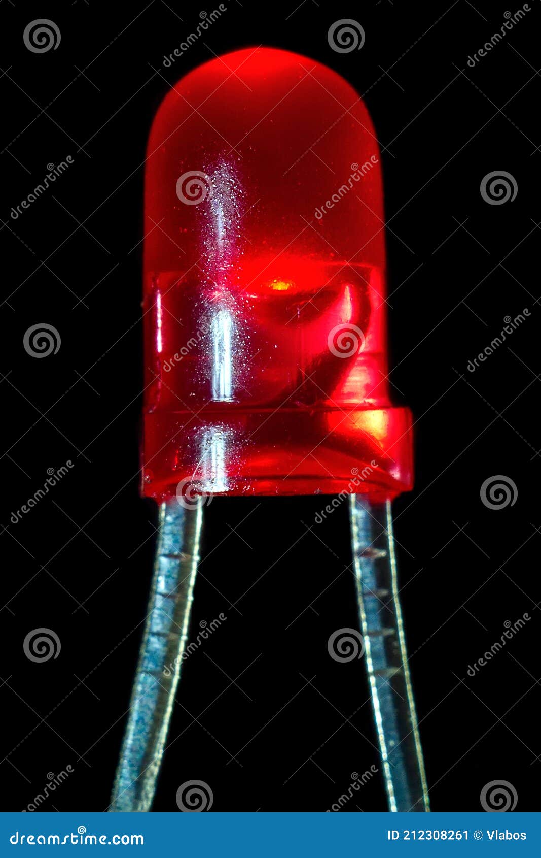 Glowing Red LED with a Diameter of 3 Mm on a Black Background Stock ...