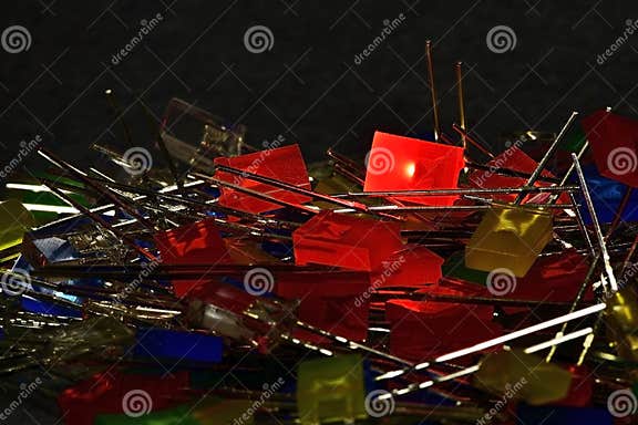 Glowing Red LED in a Rectangular Plastic Case Stock Photo - Image of ...