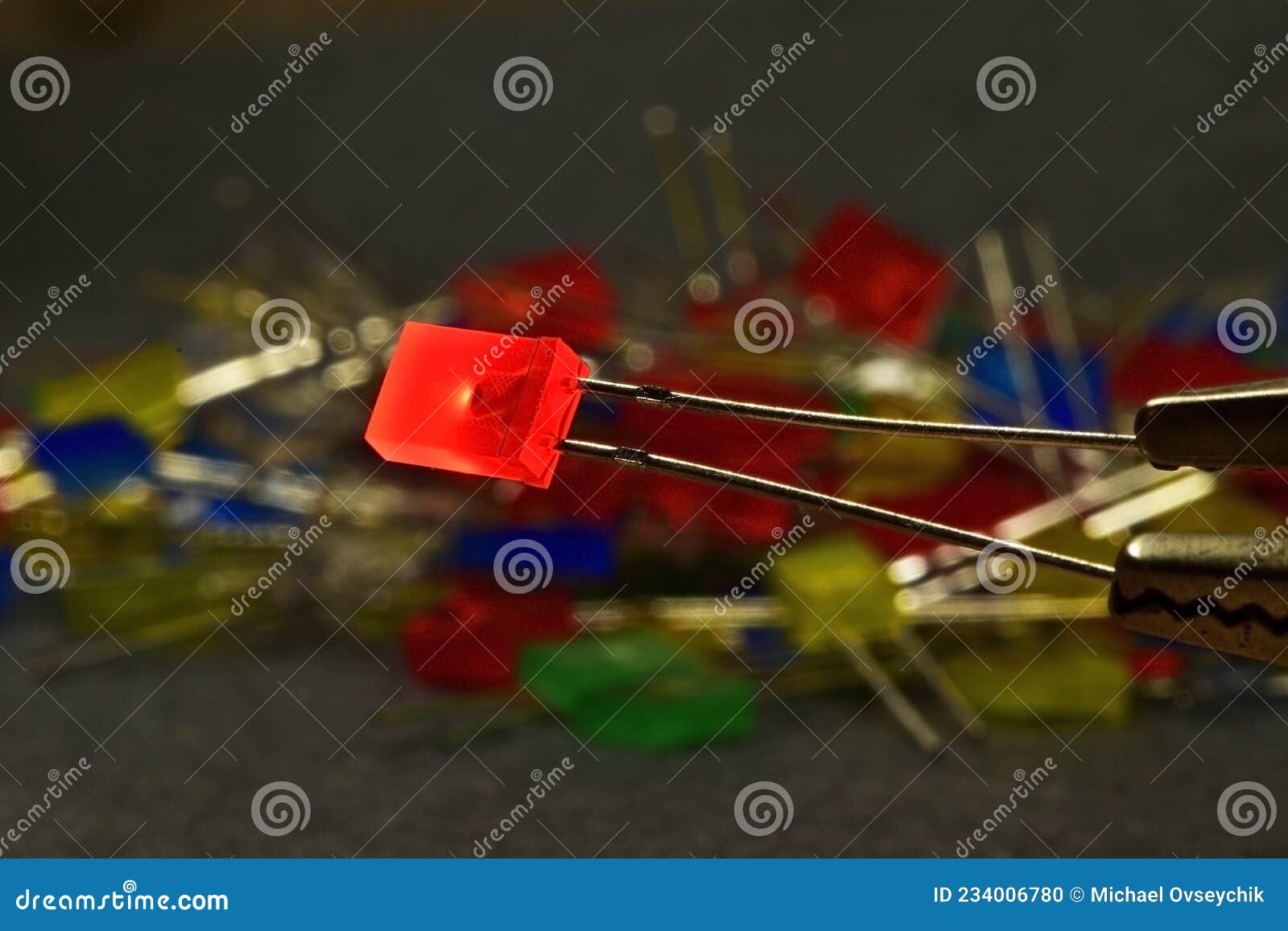 Glowing Red LED in a Rectangular Plastic Case Stock Photo - Image of ...