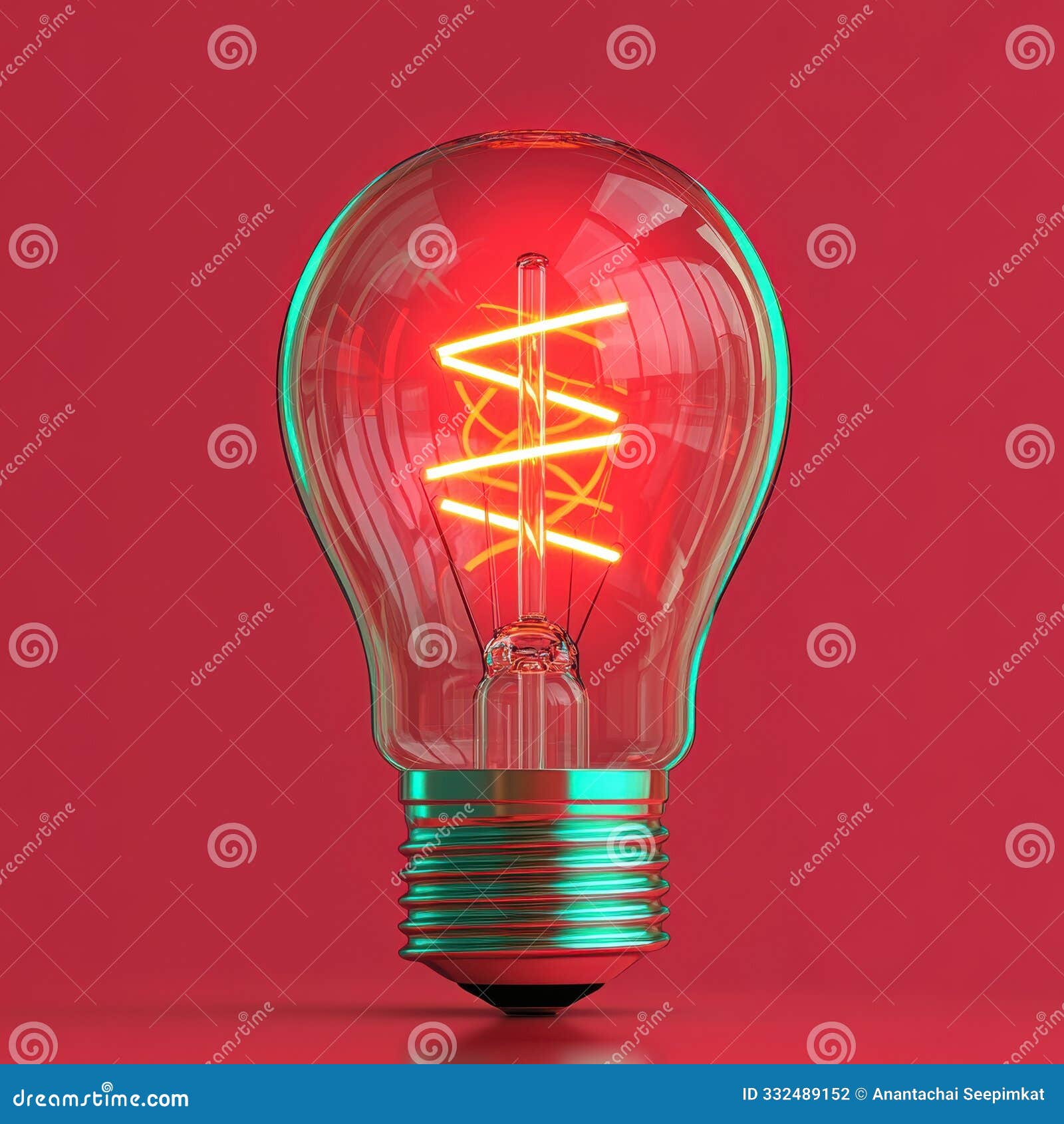 A Glowing Red Light Bulb on a Red Background Represents the Concept of ...