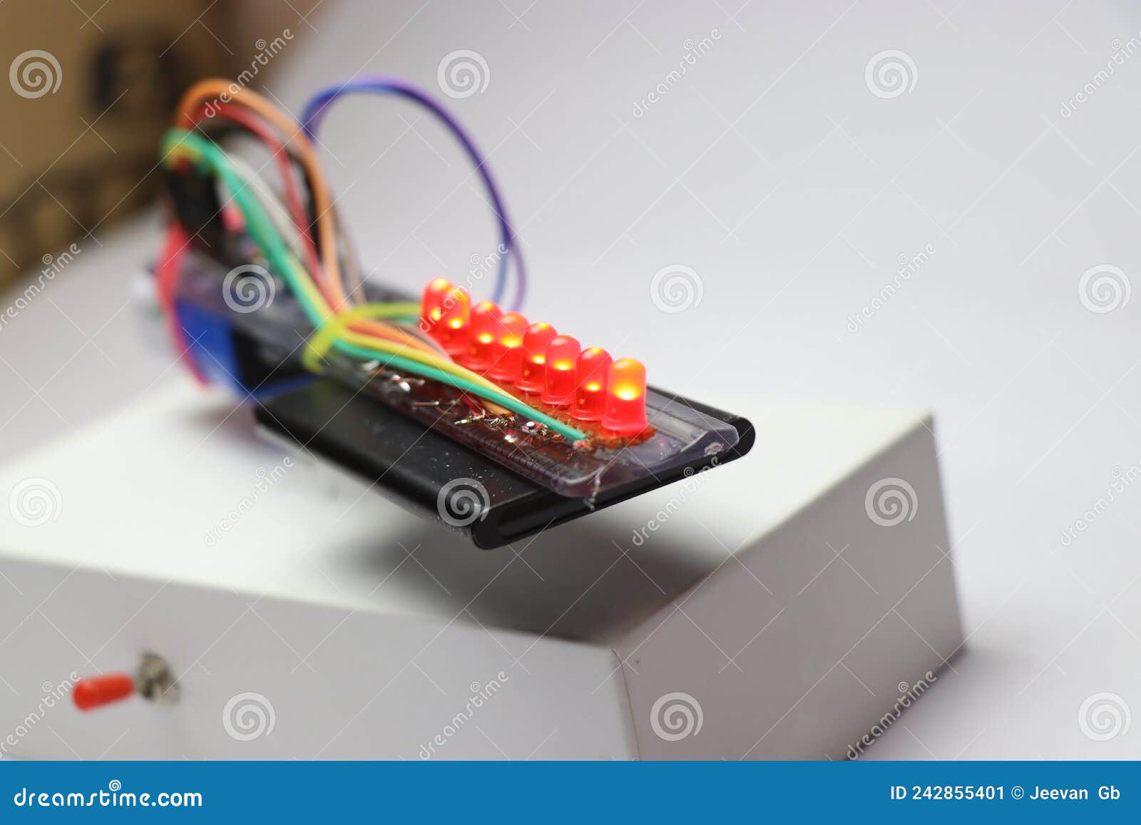 Glowing Red Light-emitting Diodes from an Electronic Project Circuit ...