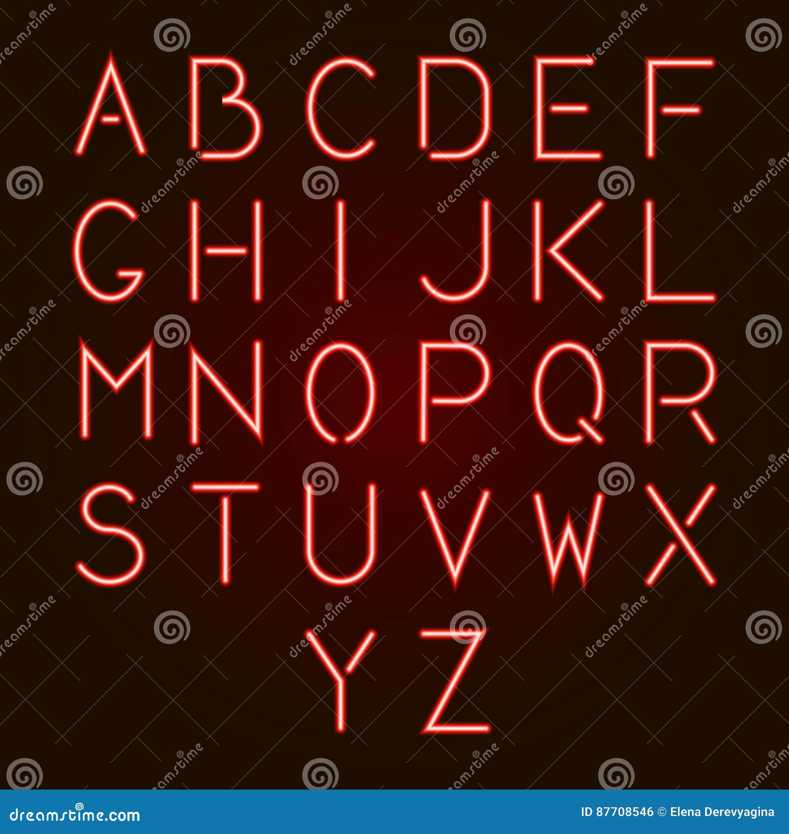Glowing Red Neon Alphabet Letters from a - Z. Vector Illustration ...