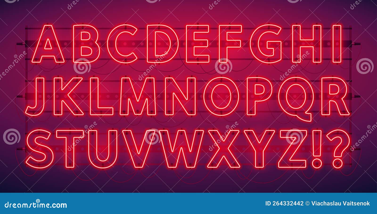 Glowing Red Neon Alphabet stock vector. Illustration of glowing - 264332442