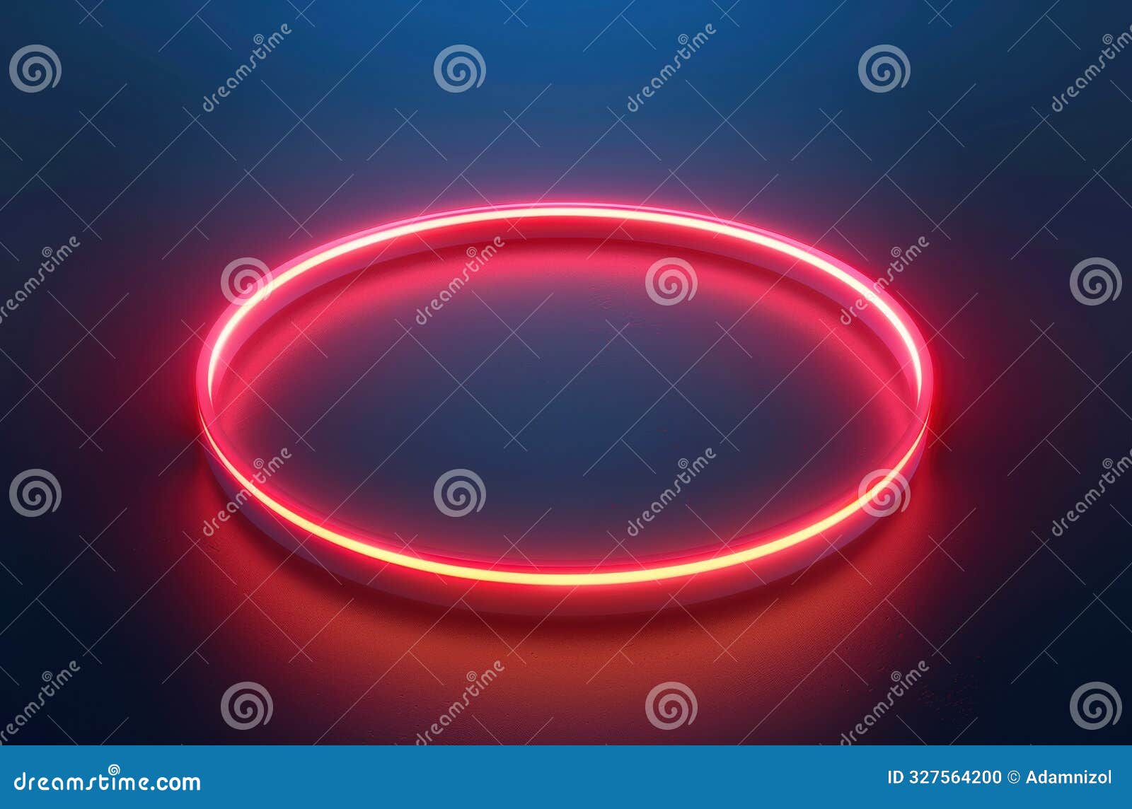 Glowing Red Neon Circle on Blue Gradient Background Stock Illustration ...