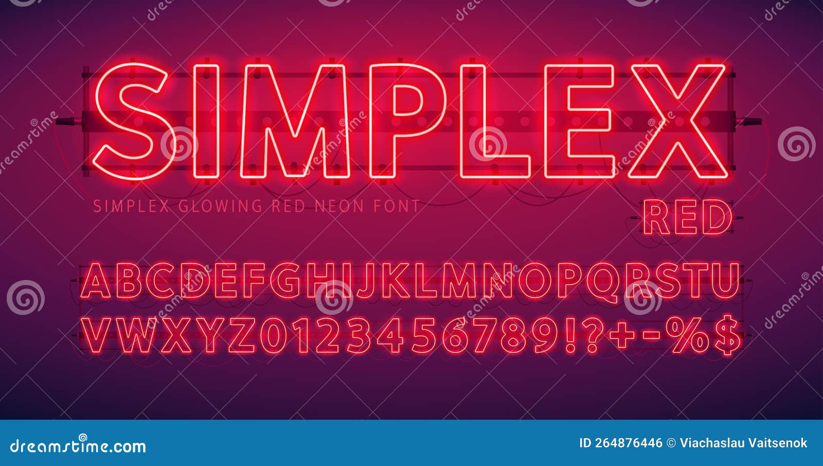 Glowing Red Neon Simplex Font Stock Illustration - Illustration of tube ...