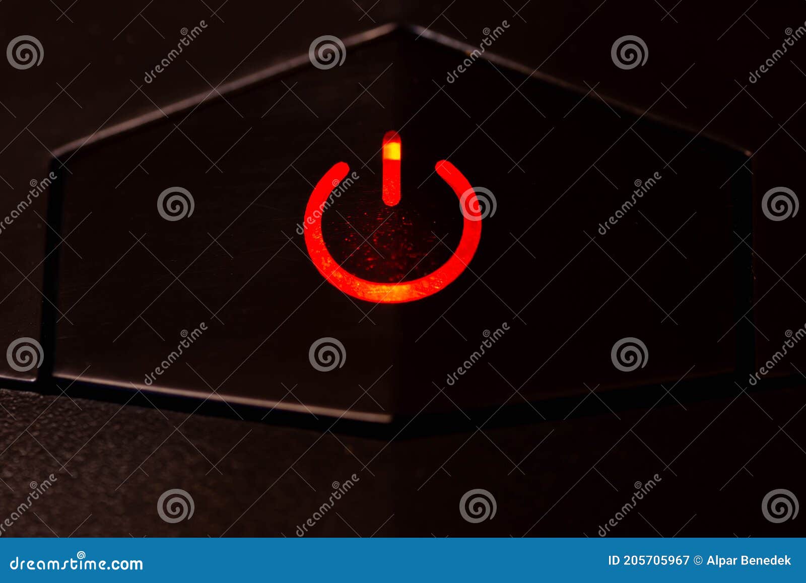Glowing Red on Off Switch on Gaming Computer Stock Image - Image of ...