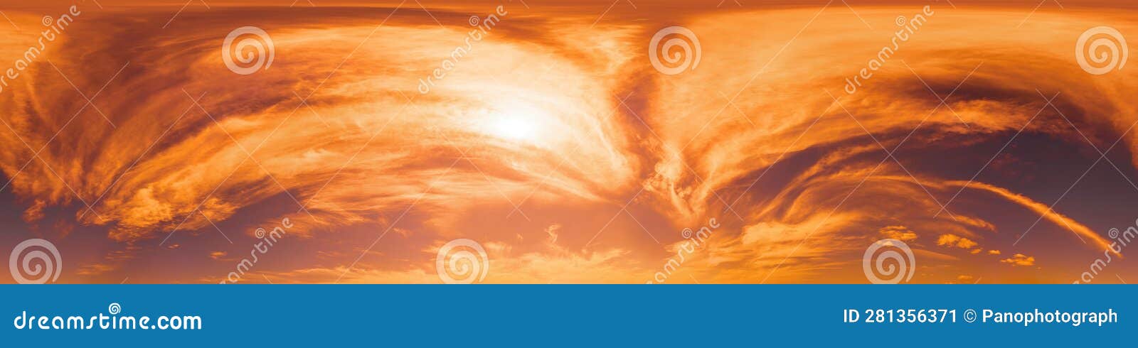 Glowing Red Orange Sunset Sky 360-degree Panorama in Seamless Hdr ...