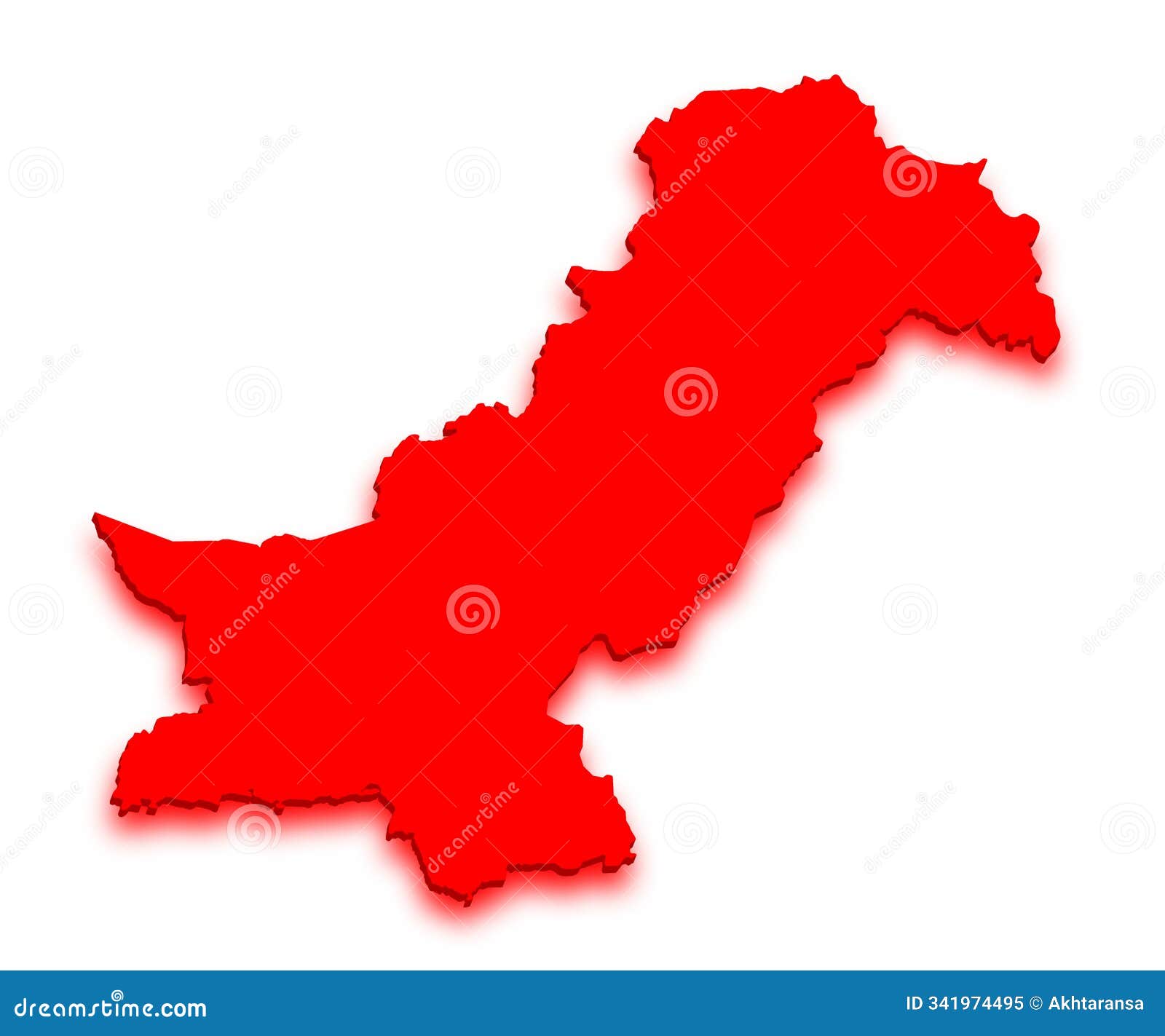 Glowing Red Solid of the Map Pakistan. an Abstract Image for a ...