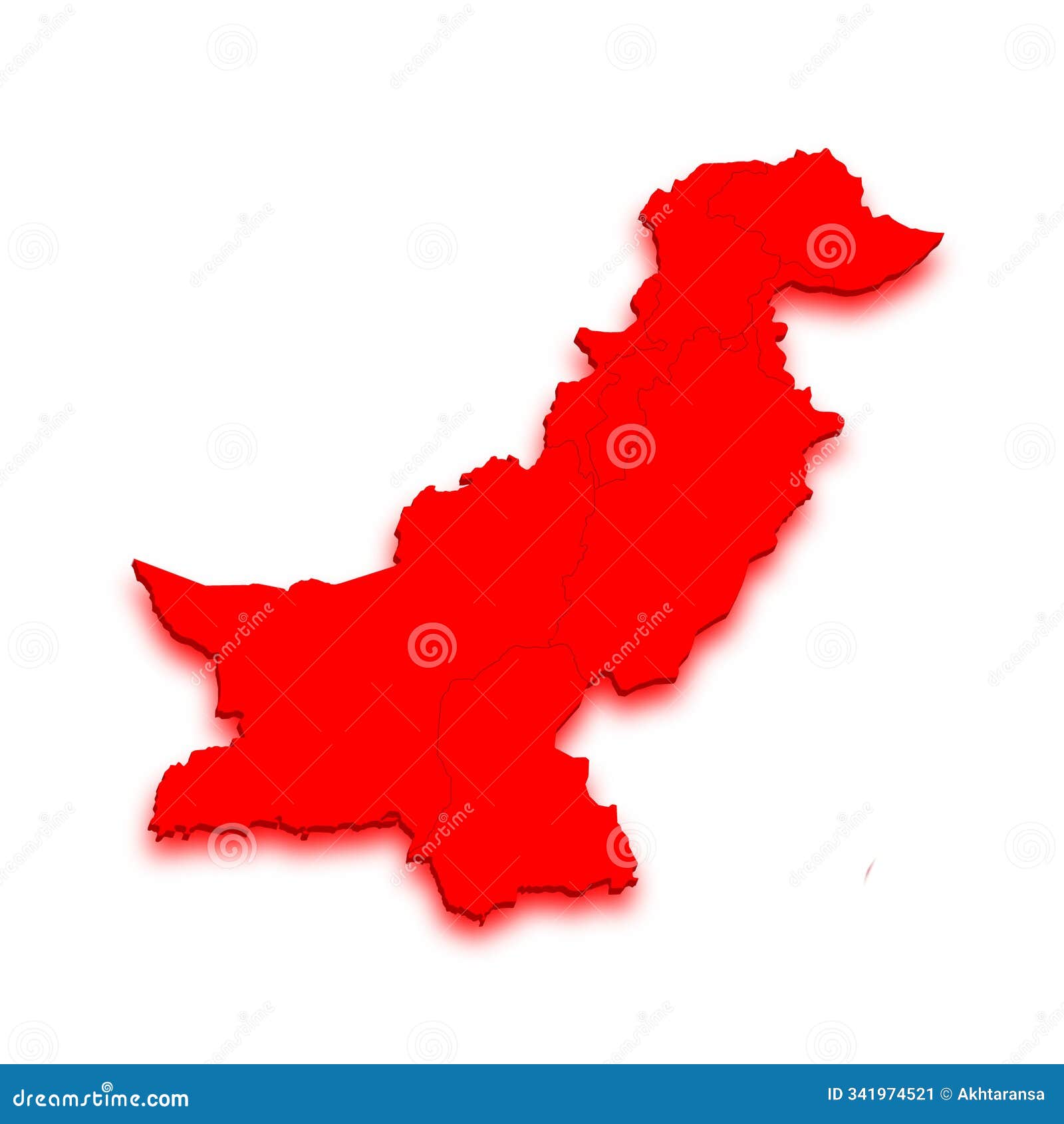 Glowing Red Solid of the Map Pakistan. an Abstract Image for a ...
